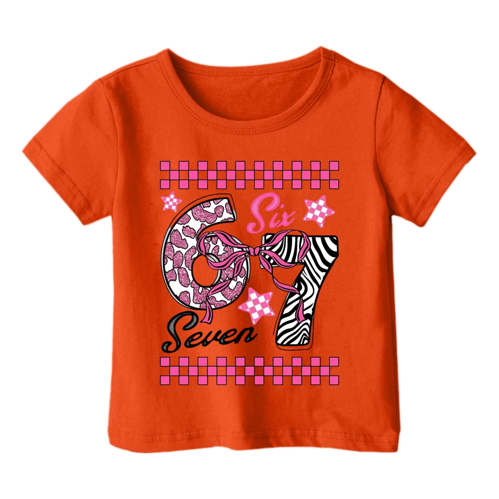 Bainana Stylish Tops For Girls Child 67 Number Print Short Sleeve Crew ...