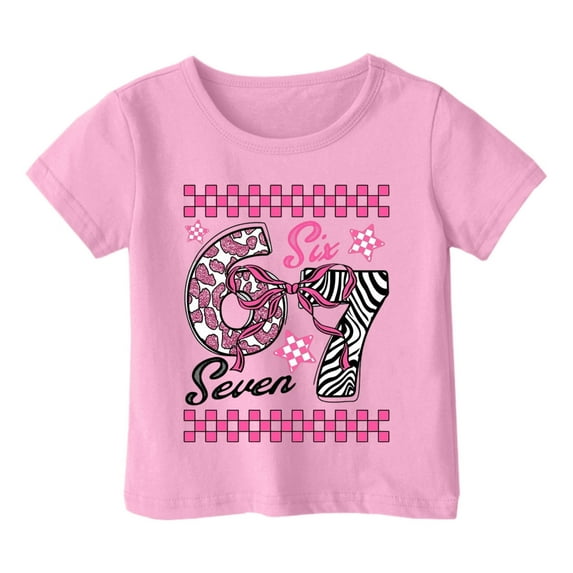 Bainana Stylish Tops For Girls Child 67 Number Print Short Sleeve Crew ...