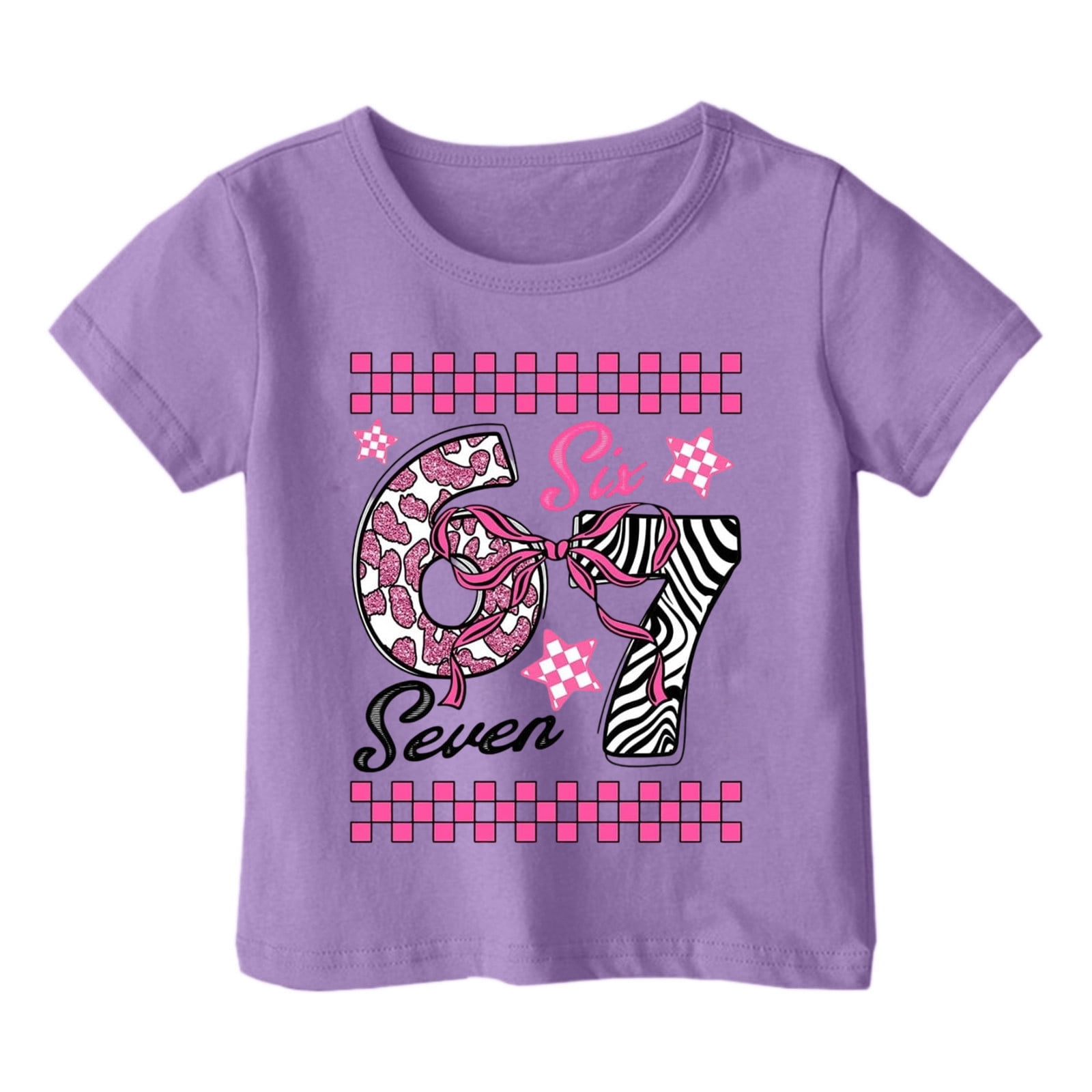Bainana Stylish Tops For Girls Child 67 Number Print Short Sleeve Crew ...