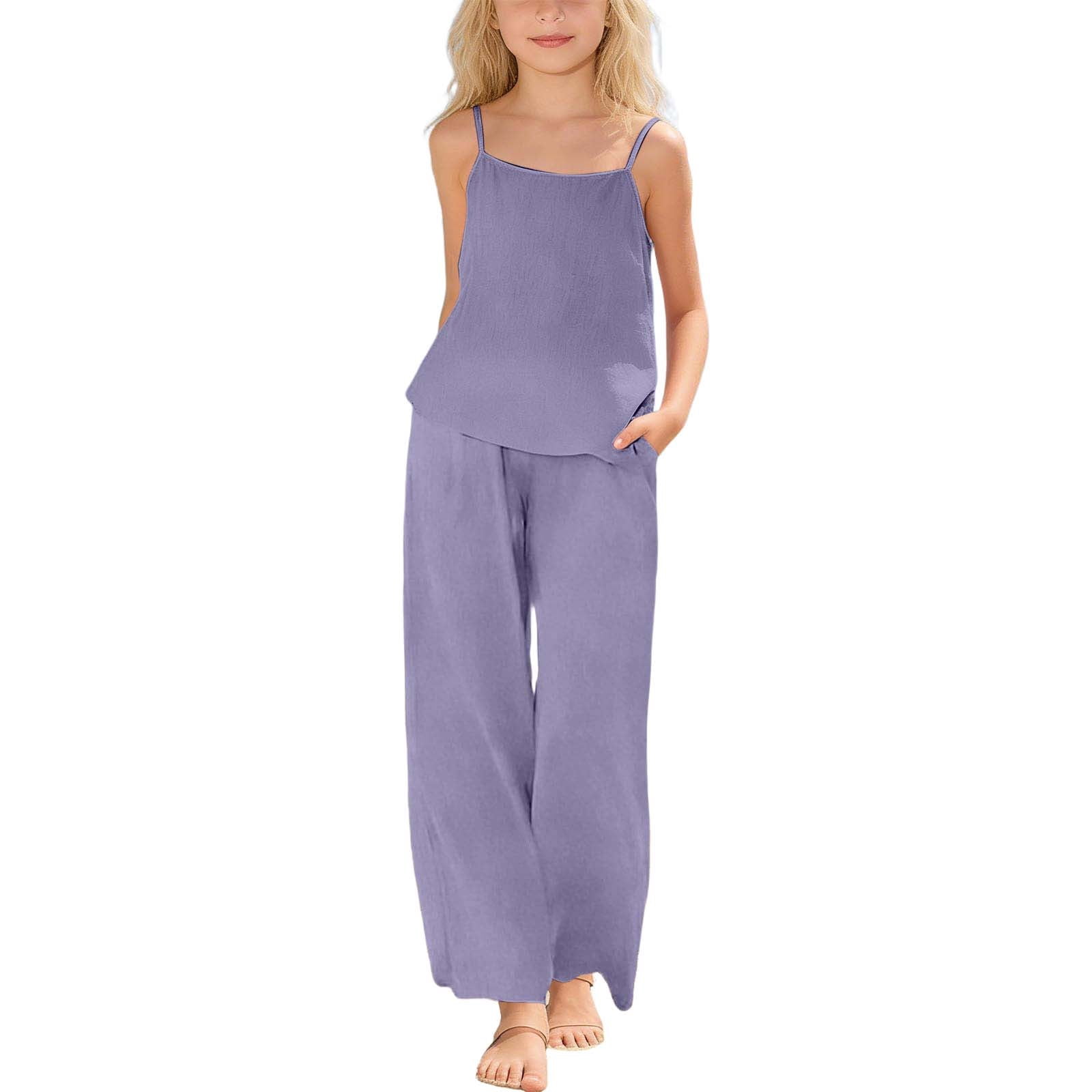 Bainana Summer Beach Outfit Set For Girls Toddler Solid Color ...