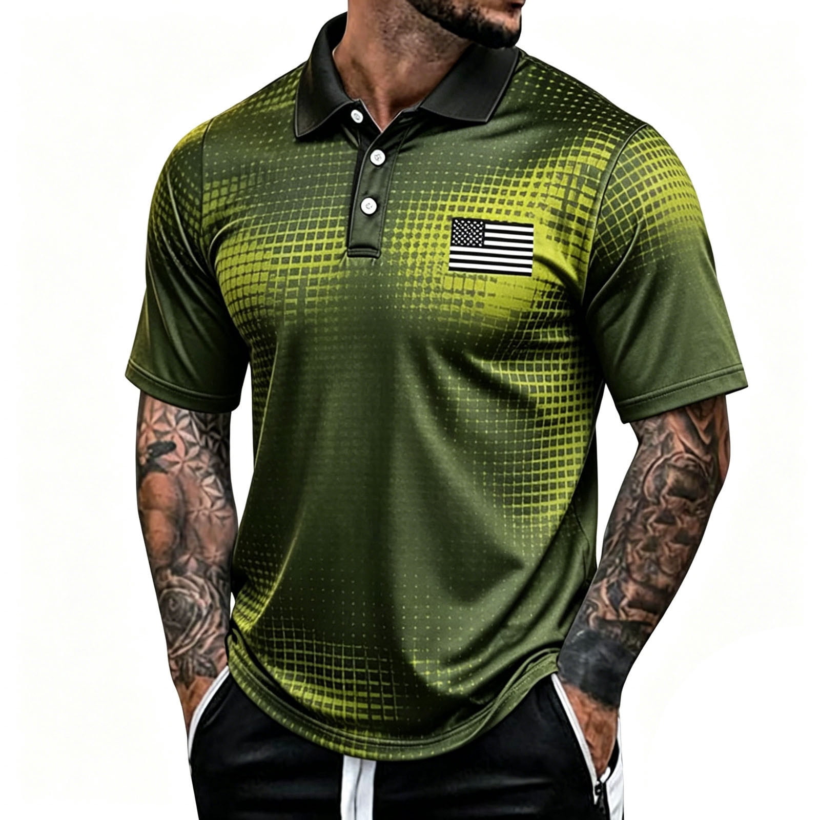 Bainana Summer Shirts For Mens July 4Th American Patriotic Shirt Short ...