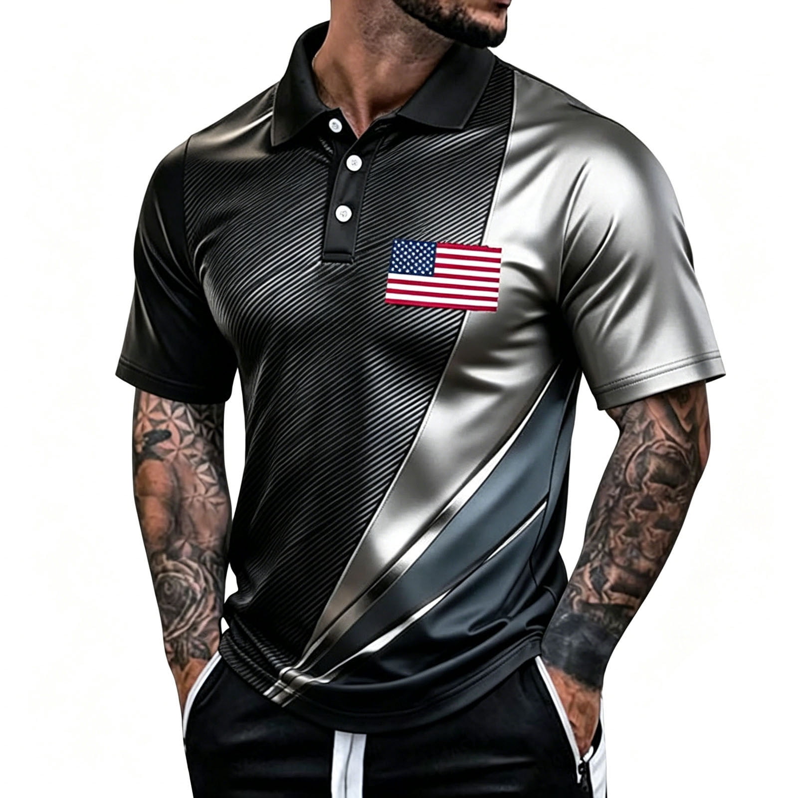 Bainana Summer Shirts For Mens July 4Th American Patriotic Shirt Short ...