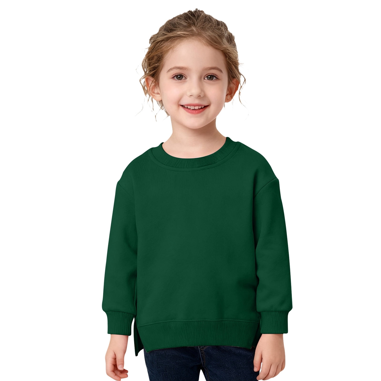 Bainana Sweatshirt For Boys And Girls Kids Solid Color Crew Neck Long ...