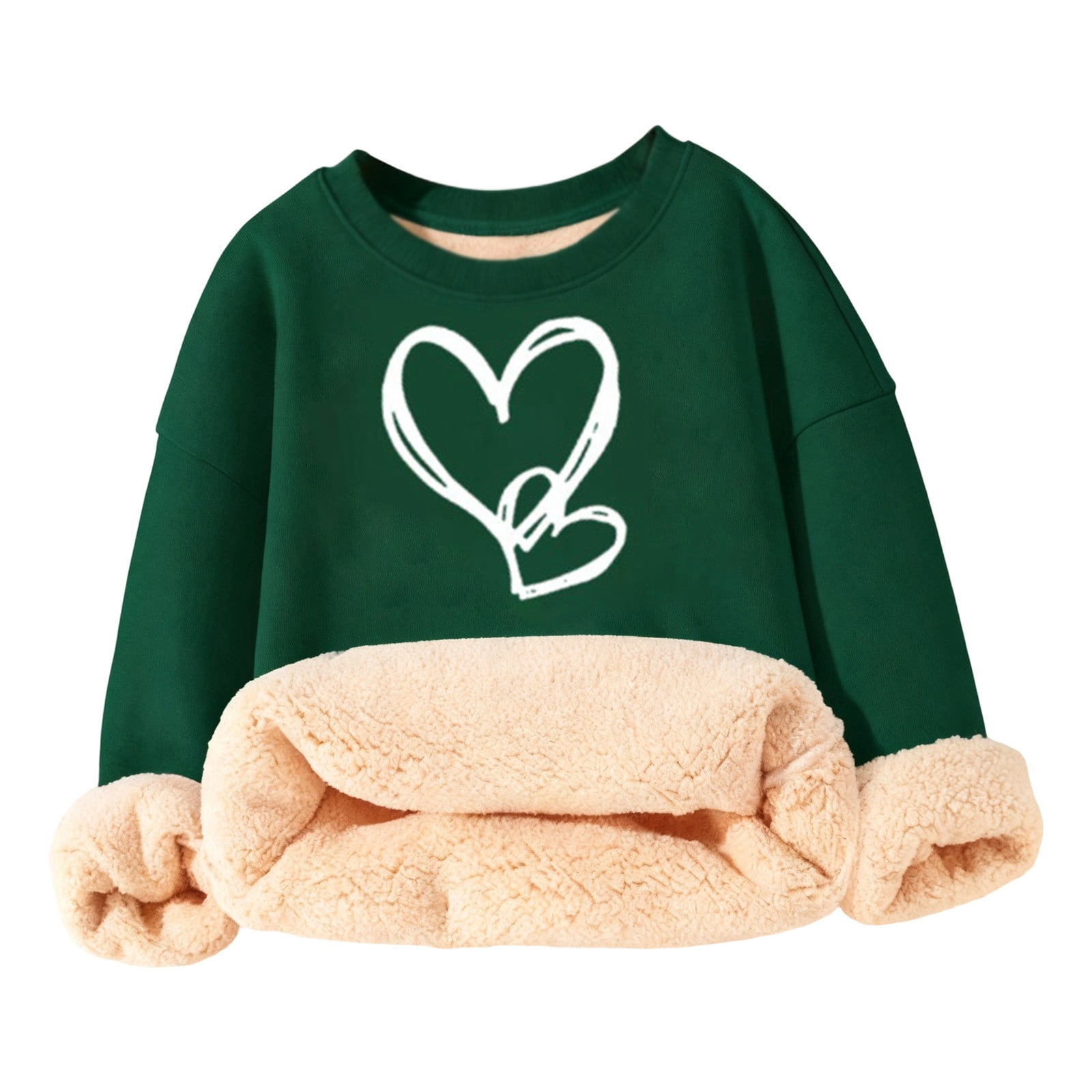 Bainana Sweatshirt For Little Girls Boys Heart Print Long Sleeve Crew ...
