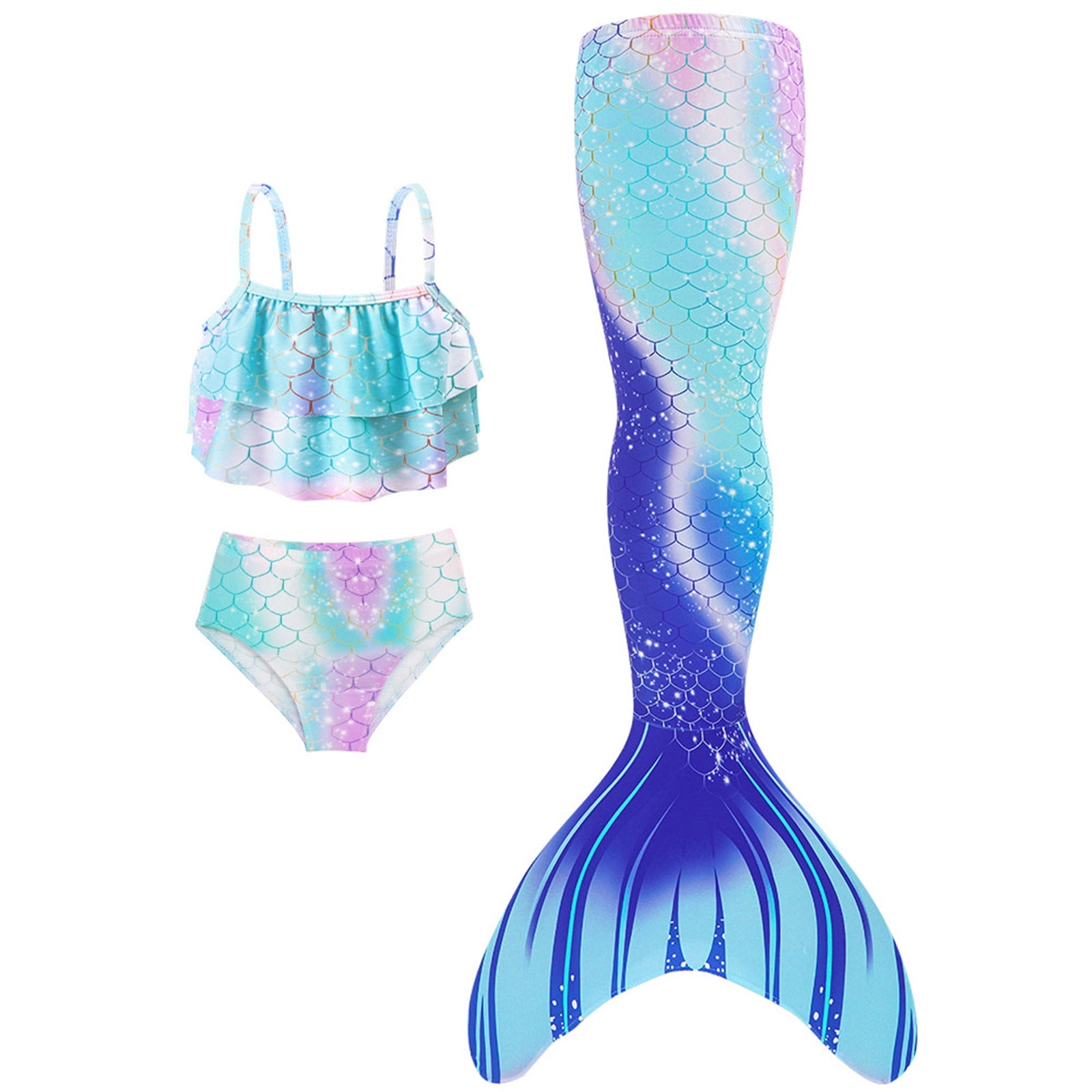 Bainana Swimwear For Girls Scale Print Bikini Tops And Shorts Set With ...