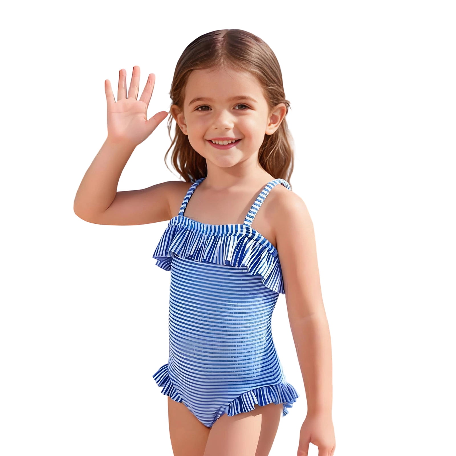 Bainana Swimwear For Girls Striped Print Sleeveless Suspender One ...