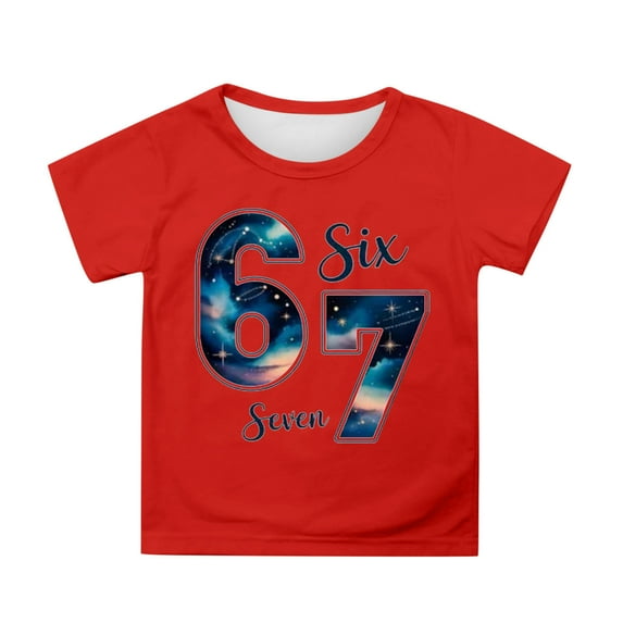 Bainana T-Shirt For Boys Girls 67 Number Print Short Sleeve Crew Neck ...