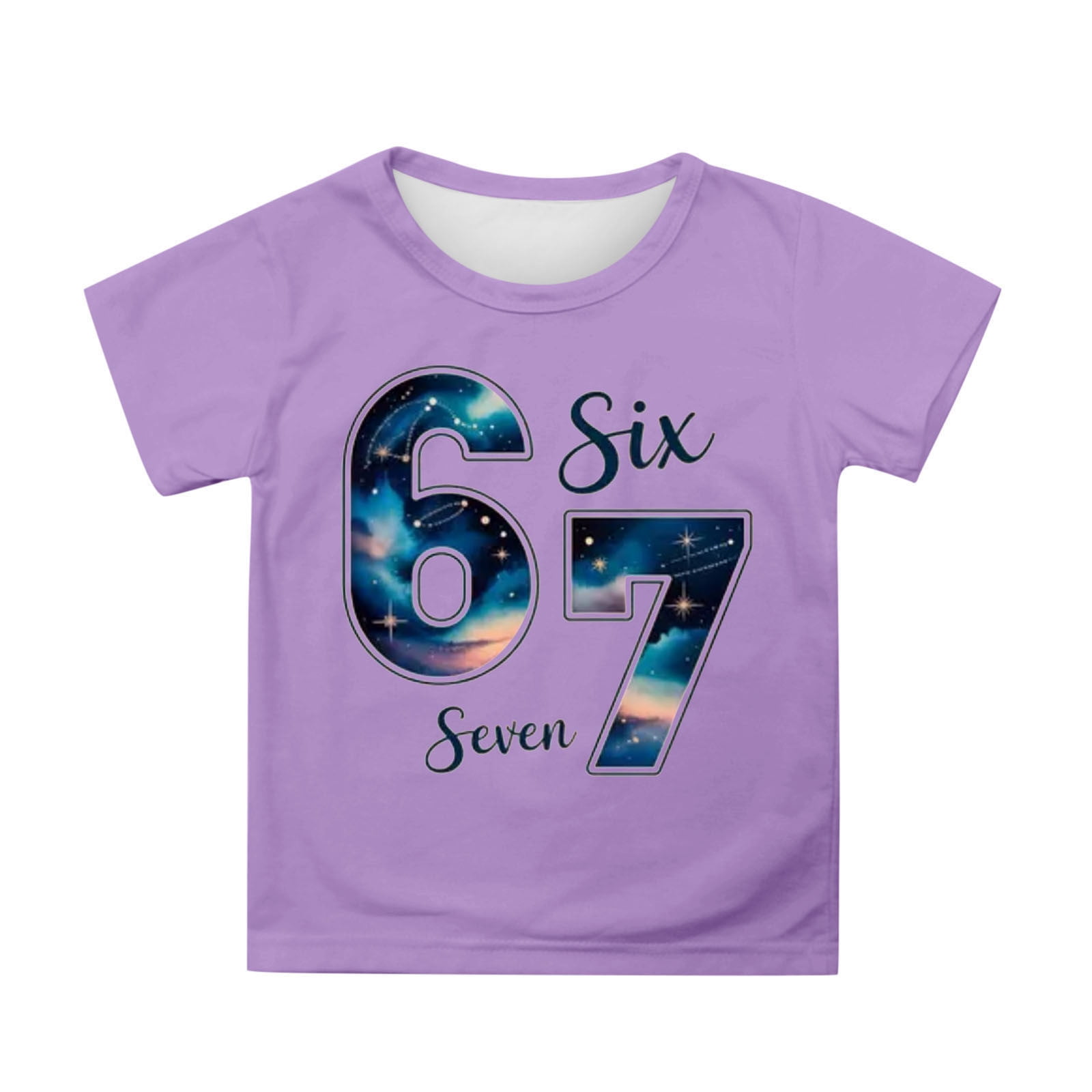 Bainana T-Shirt For Boys Girls 67 Number Print Short Sleeve Crew Neck ...