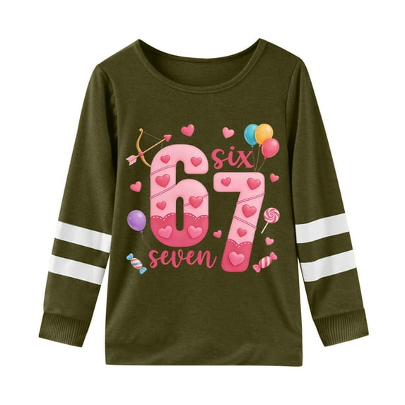 Bainana T-Shirt For Girls Child 67 Number Print Long Sleeve Fashion ...
