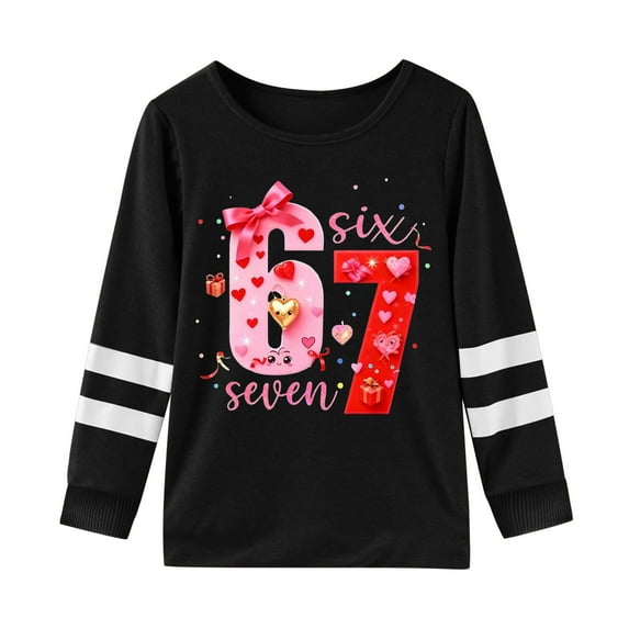 Bainana T-Shirt For Girls Child 67 Number Print Long Sleeve Fashion ...