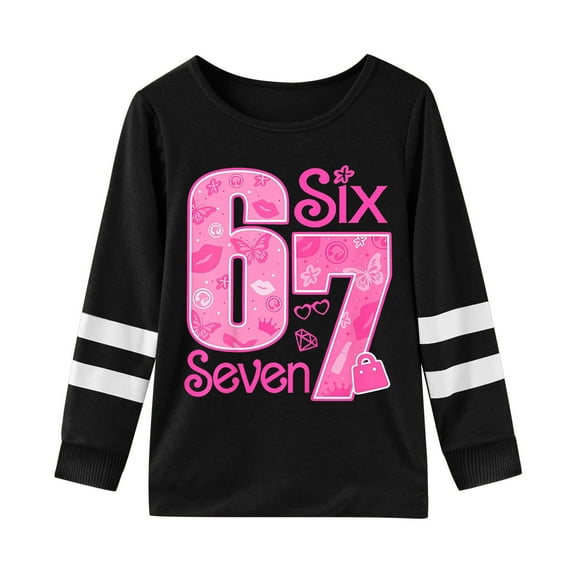 Bainana T-Shirt For Girls Child 67 Number Print Long Sleeve Fashion ...