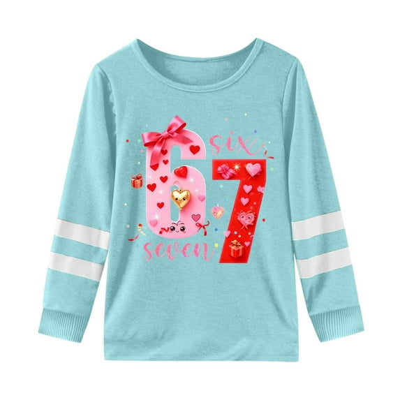 Bainana T-Shirt For Girls Child 67 Number Print Long Sleeve Fashion ...
