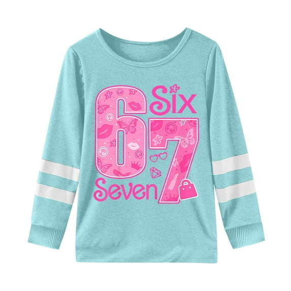 Bainana T-Shirt For Girls Child 67 Number Print Long Sleeve Fashion ...