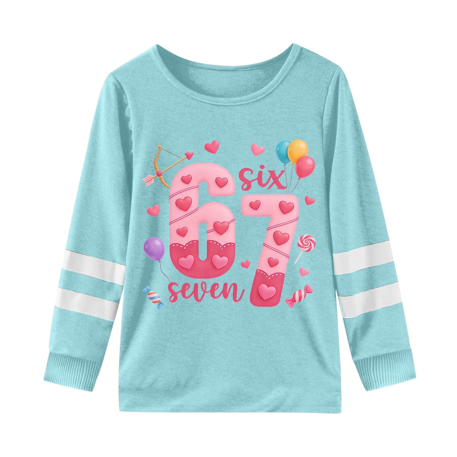 Bainana T-Shirt For Girls Child 67 Number Print Long Sleeve Fashion ...