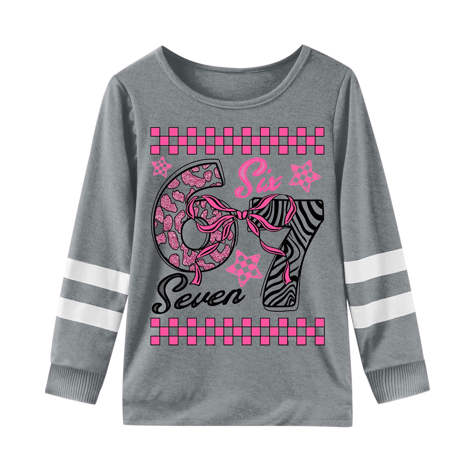 Bainana T-Shirt For Girls Child 67 Number Print Long Sleeve Fashion ...