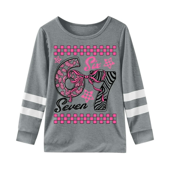 Bainana T-Shirt For Girls Child 67 Number Print Long Sleeve Fashion ...