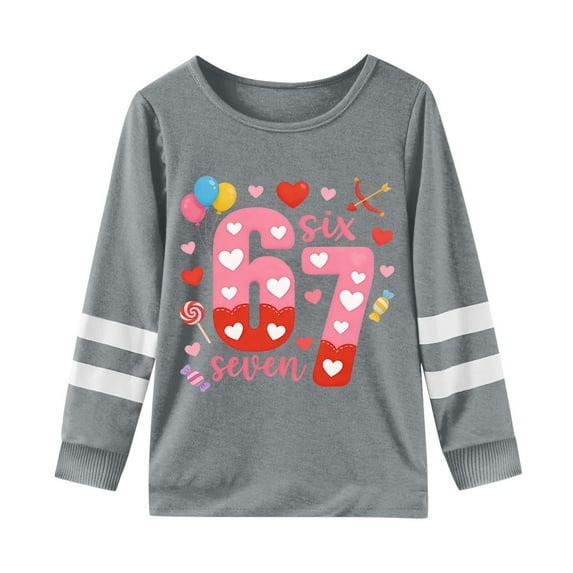 Bainana T-Shirt For Girls Child 67 Number Print Long Sleeve Fashion ...