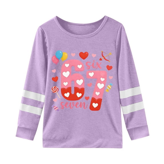 Bainana T-Shirt For Girls Child 67 Number Print Long Sleeve Fashion ...