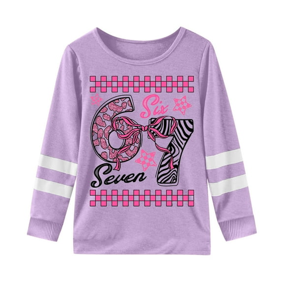 Bainana T-Shirt For Girls Child 67 Number Print Long Sleeve Fashion ...