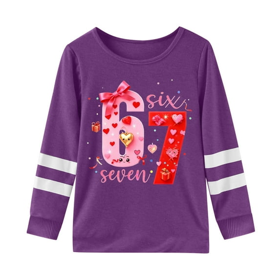 Bainana T-Shirt For Girls Child 67 Number Print Long Sleeve Fashion ...