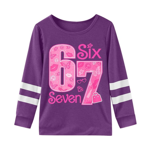 Bainana T-Shirt For Girls Child 67 Number Print Long Sleeve Fashion ...