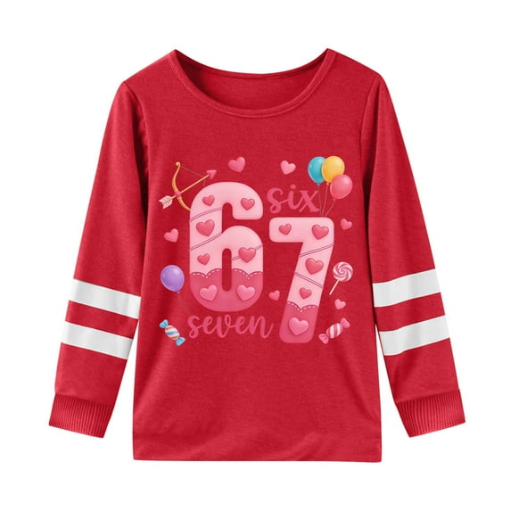 Bainana T-Shirt For Girls Child 67 Number Print Long Sleeve Fashion ...