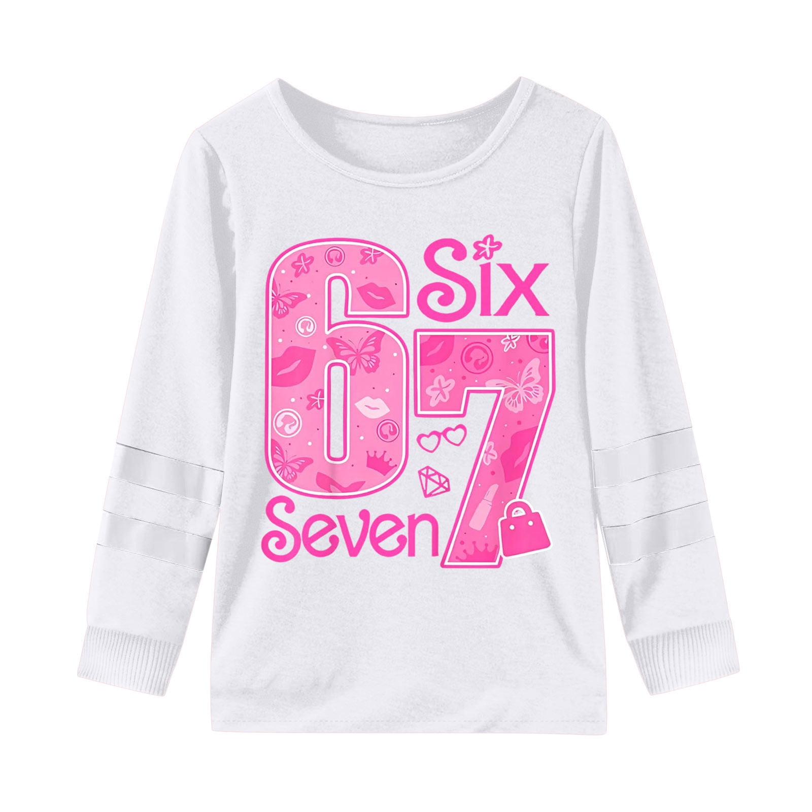 Bainana T-Shirt For Girls Child 67 Number Print Long Sleeve Fashion ...