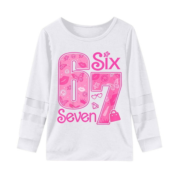 Bainana T-Shirt For Girls Child 67 Number Print Long Sleeve Fashion ...