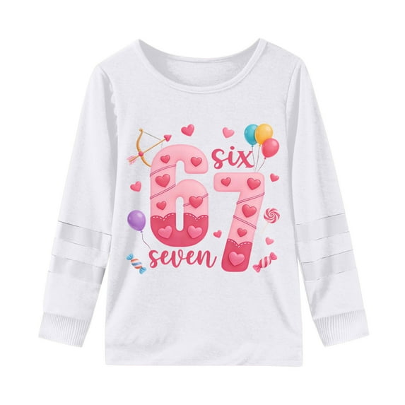 Bainana T-Shirt For Girls Child 67 Number Print Long Sleeve Fashion ...
