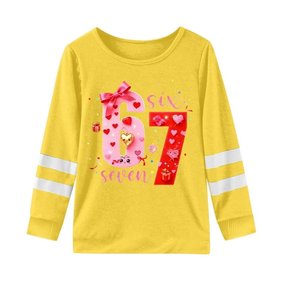 Bainana T-Shirt For Girls Child 67 Number Print Long Sleeve Fashion ...