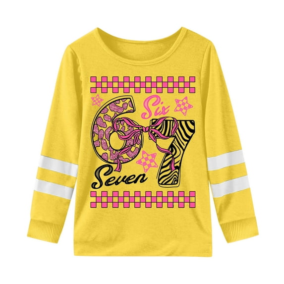 Bainana T-Shirt For Girls Child 67 Number Print Long Sleeve Fashion ...