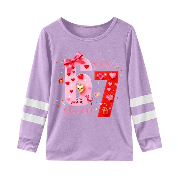 Bainana T-Shirt For Girls Child 67 Number Print Long Sleeve Fashion ...