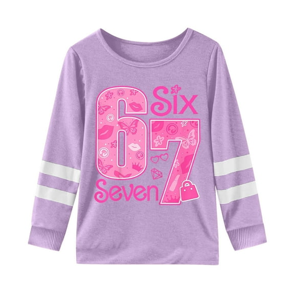 Bainana T-Shirt For Girls Child 67 Number Print Long Sleeve Fashion ...