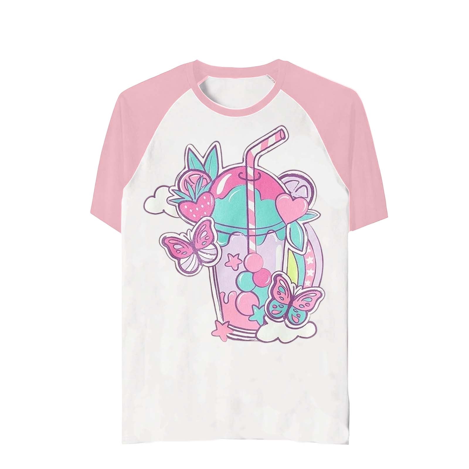 Bainana T Shirts For Girls Cartoon Pint Short Sleeve Graphic Tees ...