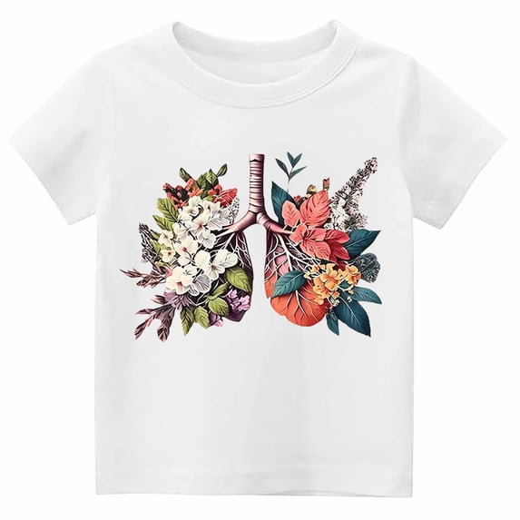 Bainana T Shirts For Girls Floral Print Short Sleeve Graphic Tees Loose ...