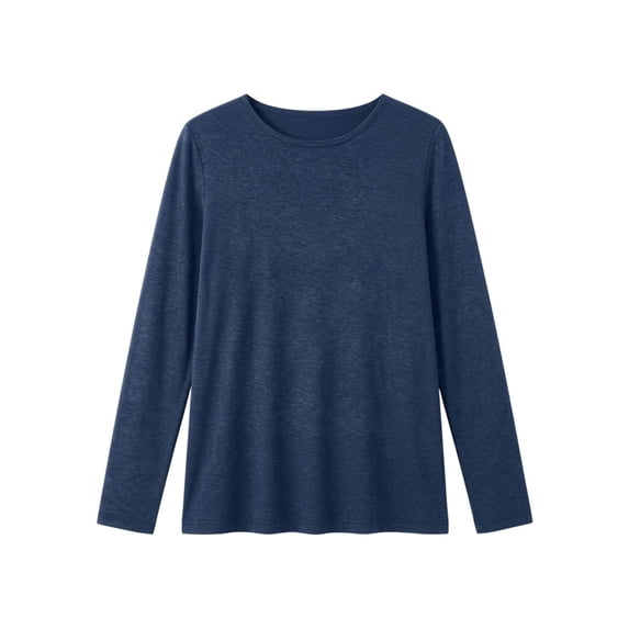 Bainana T Shirts For Women Solid Color Long Sleeve Crew Neck Tops ...