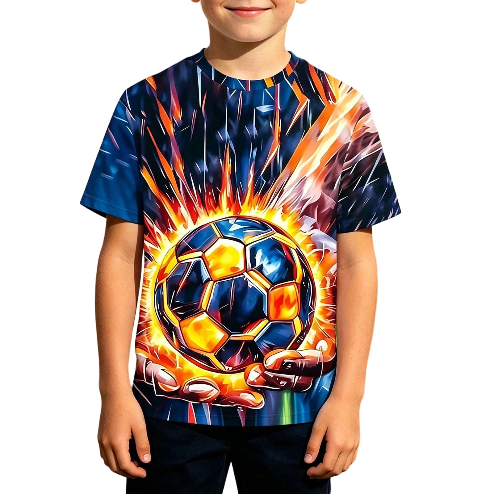 Bainana Toddler Boys Shirts 3D Soccer Print Short Sleeve Crew Neck Tops ...
