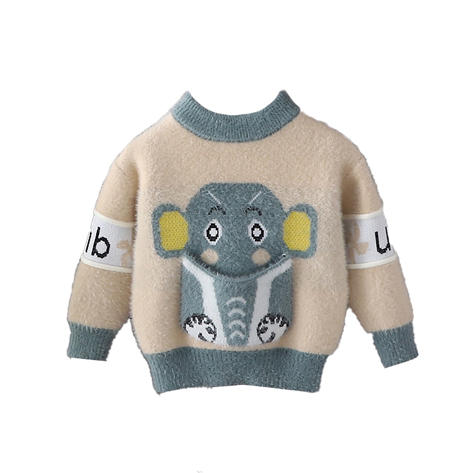 Bainana Toddler Boys Sweater Cartoon Print Long Sleeve Crew Neck Tops ...