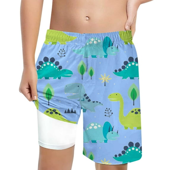 Bainana Toddler Boys Swimwear Dinosaur Print Elastic Waist Straight Leg ...