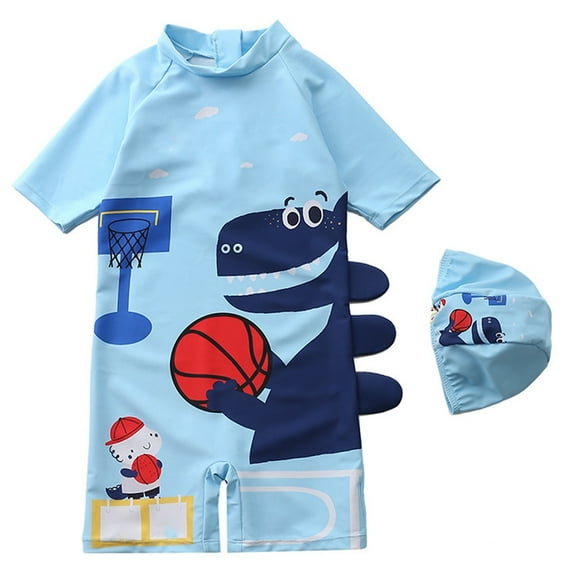 Bainana Toddler Boys Swimwear Dinosaur Print Short Sleeve Crew Neck One ...