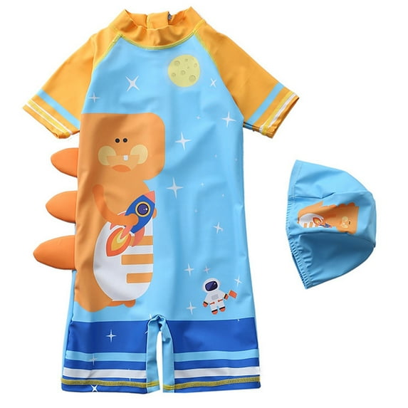Bainana Toddler Boys Swimwear Dinosaur Print Short Sleeve Crew Neck One ...