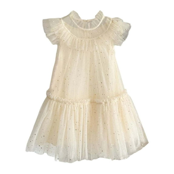 Bainana Toddler Dress For Girls Fly Sleeve Star Moon Sequin Print Crew ...