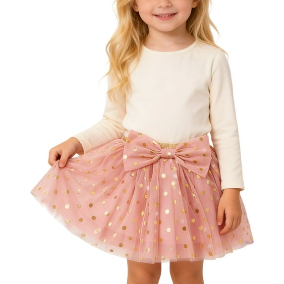 Bainana Toddler Girls Bubble Skirt Heart Print Elastic Waist Multilayer ...