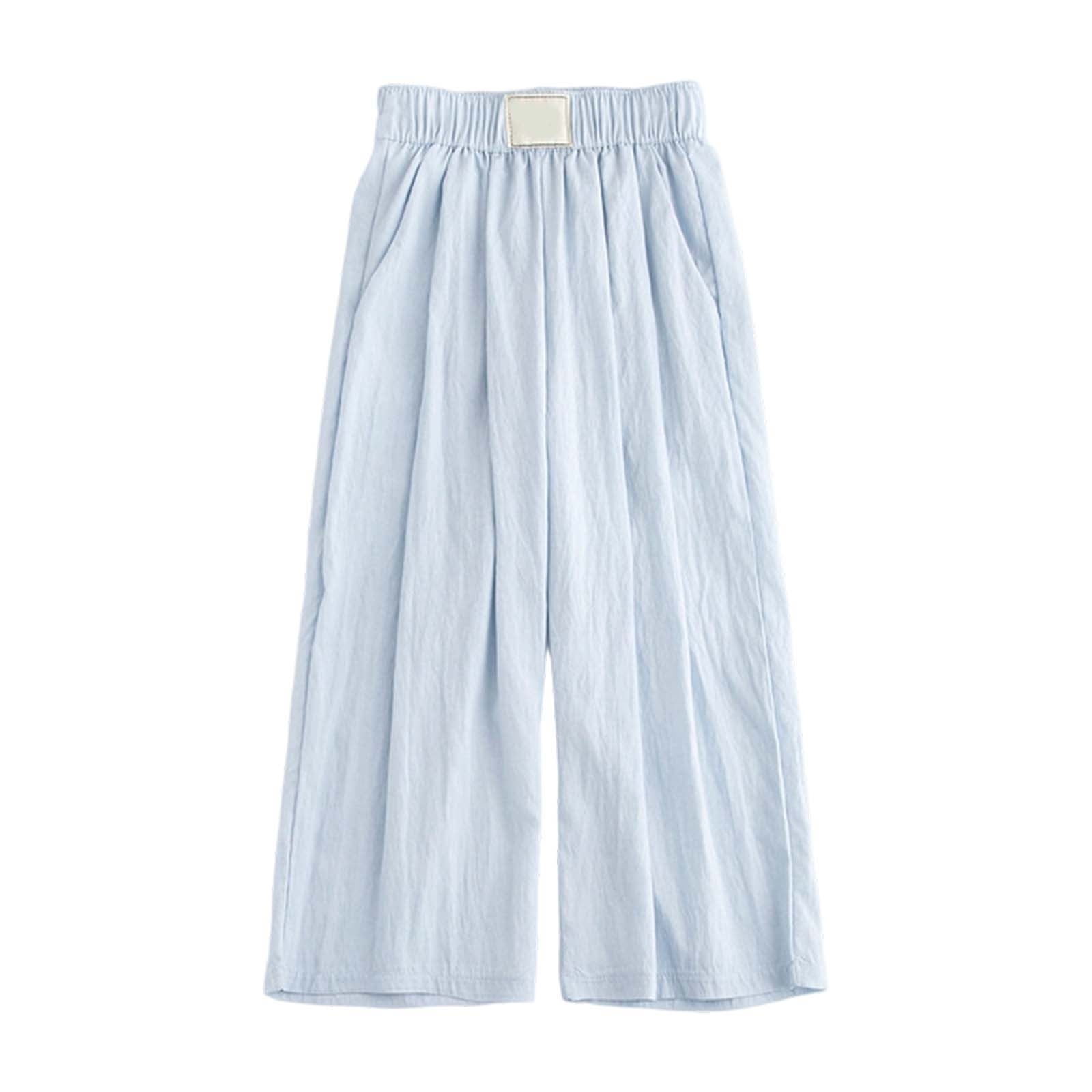 Bainana Toddler Girls Long Pants Solid Color Elastic Waisted Wide Leg ...