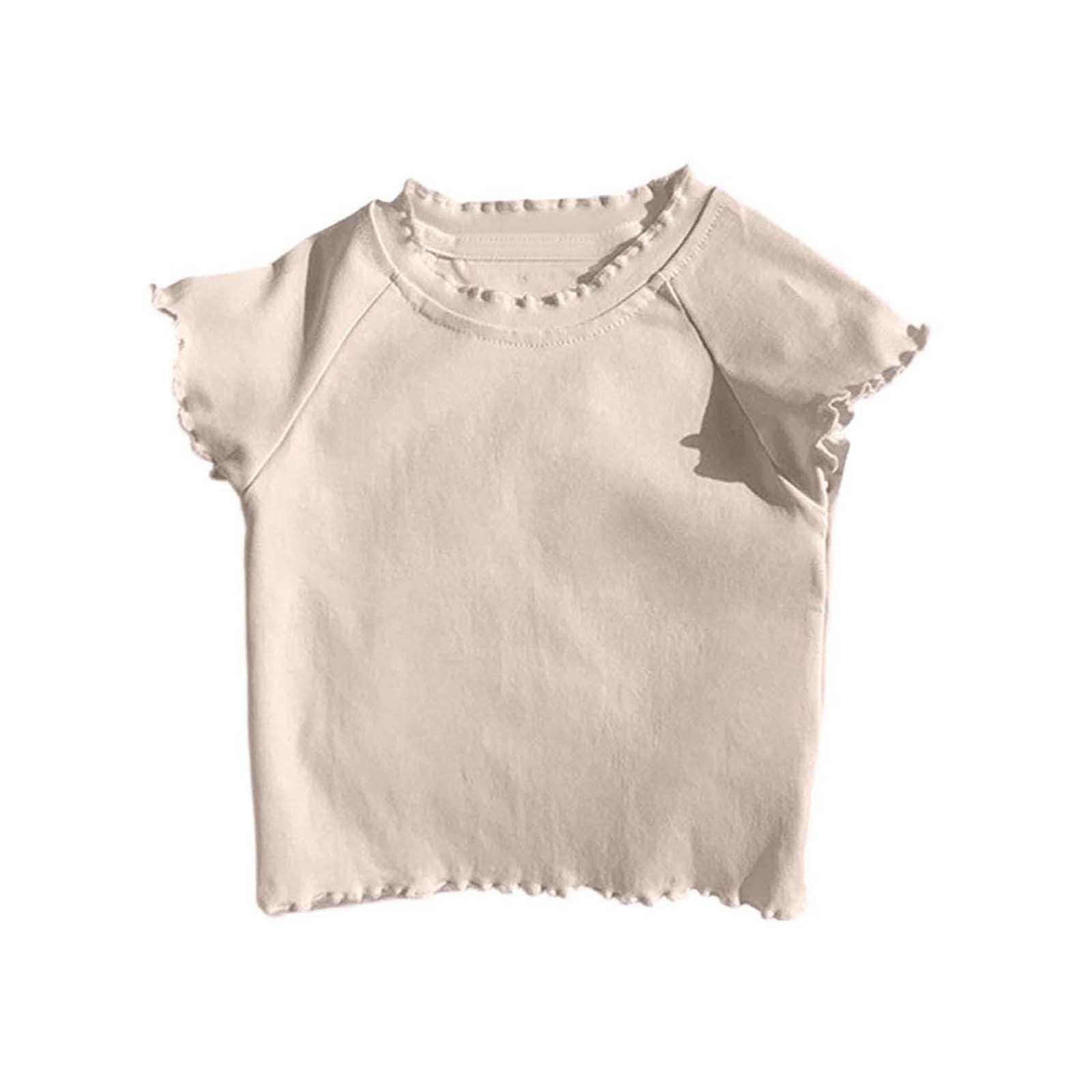 Bainana Toddler Girls T Shirts Solid Color Short Sleeve Crew Neck Tops ...