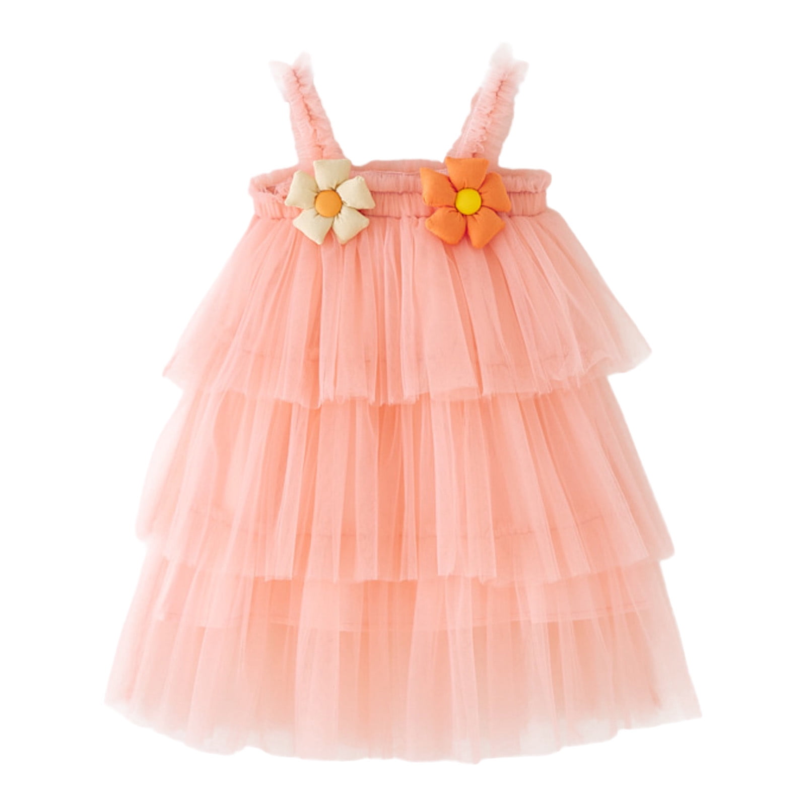 Bainana Toddler Girls Tutu Dress Solid Color Flower Sleeveless ...