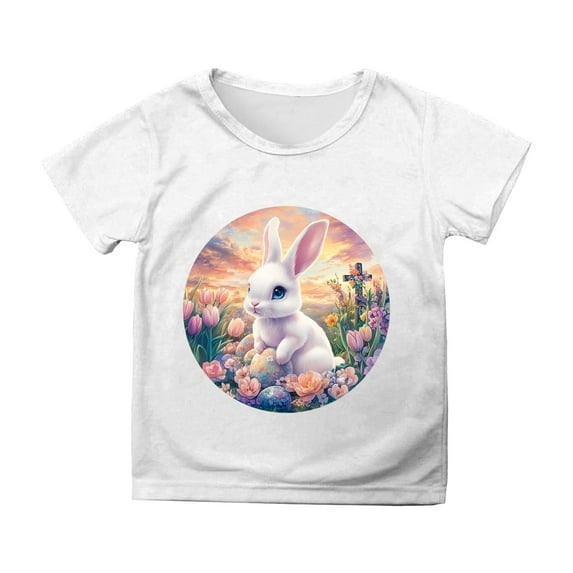 Bainana Tops For Girls Child Cartoon Cartoon Print Short Sleeve Crew ...