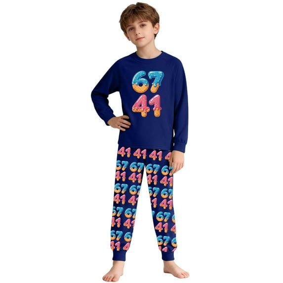 Bainana Unisex Pajamas Outfit Set For Girls Boys Number Print Long ...
