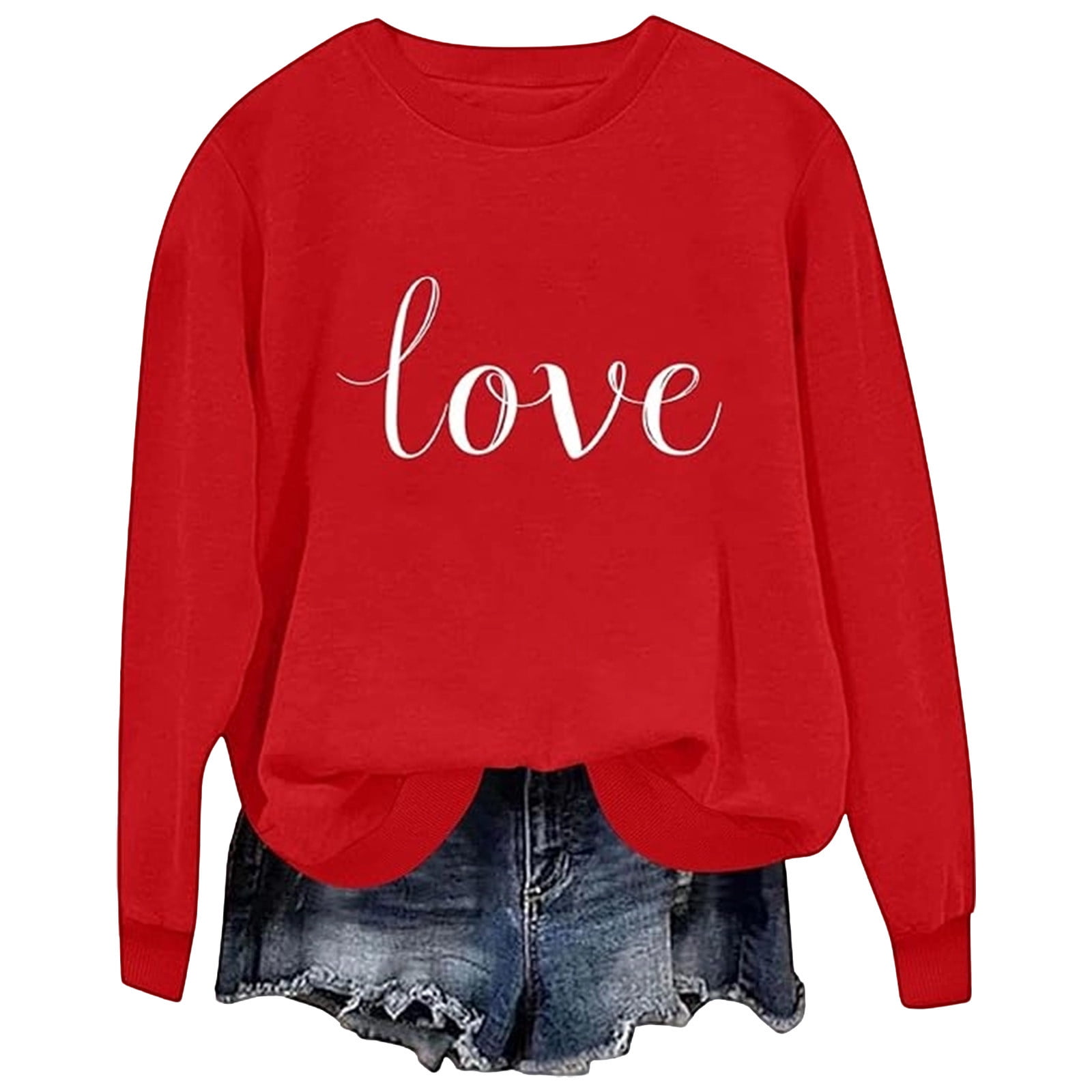 Bainana Valentine'S Girls Sweatshirt Child Heart Print Long Sleeve Crew ...