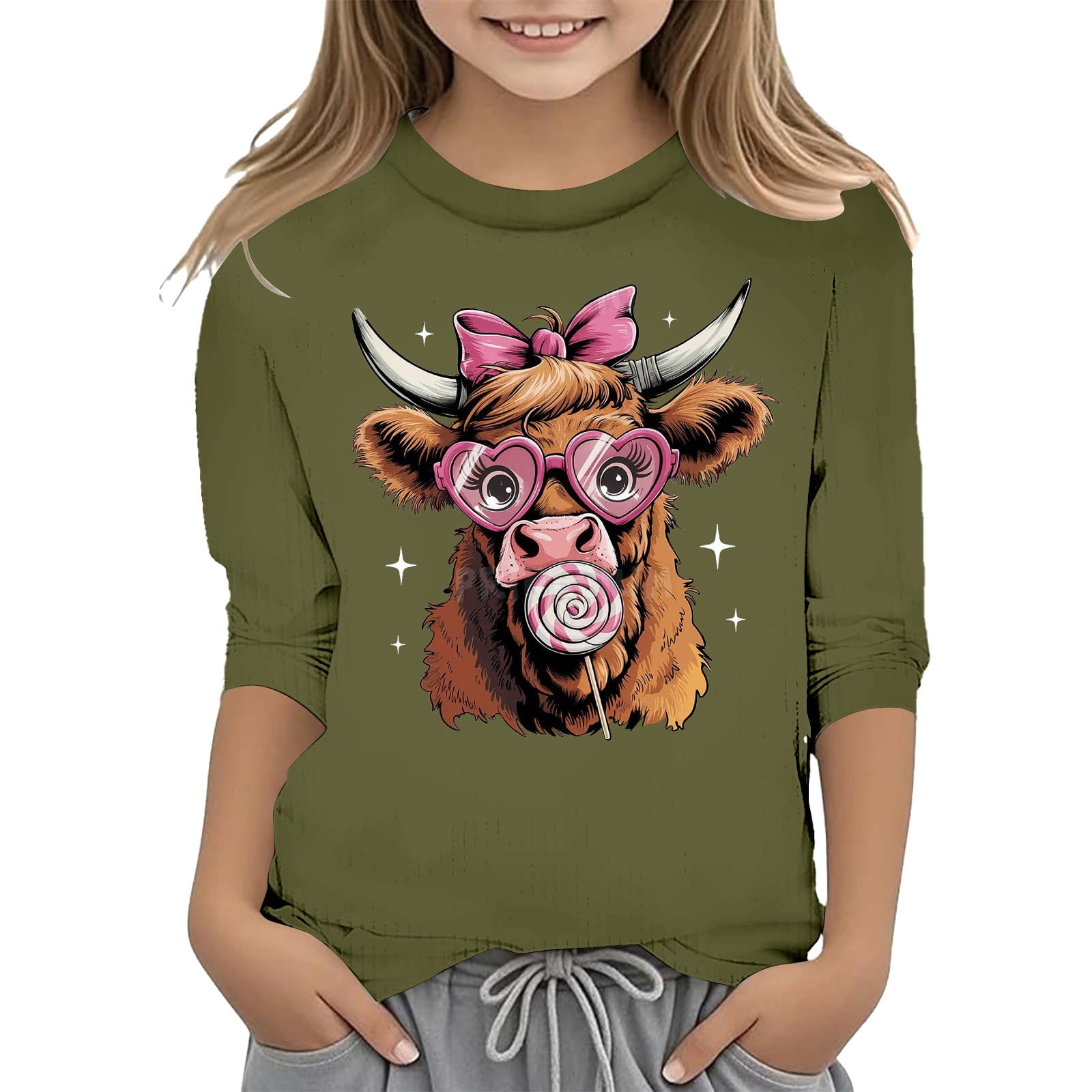 Bainana Valentine'S Tops For Girls Child Cartoon Print Cropped Sleeve ...